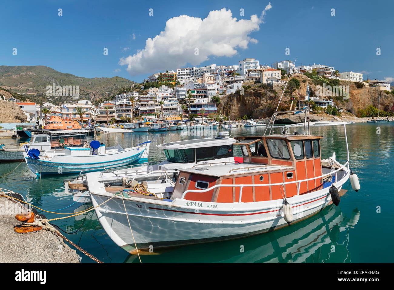 Fishing boats in the harbour of Agia Galini, Crete, Greece, Agia Galini ...