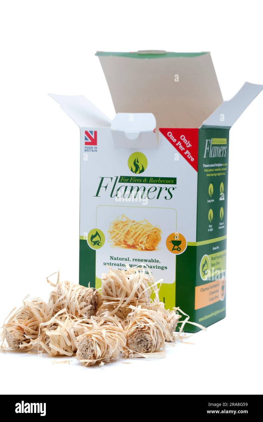 Box of 50 Flamers Natural Firelighters Stock Photo - Alamy