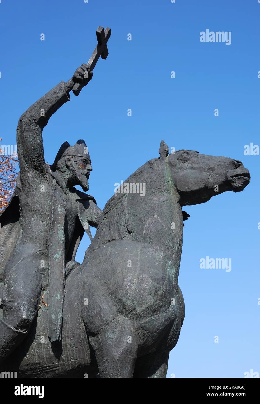 Bishop sculpture seen in front of the dome in Aubsburg (Bavaria ...