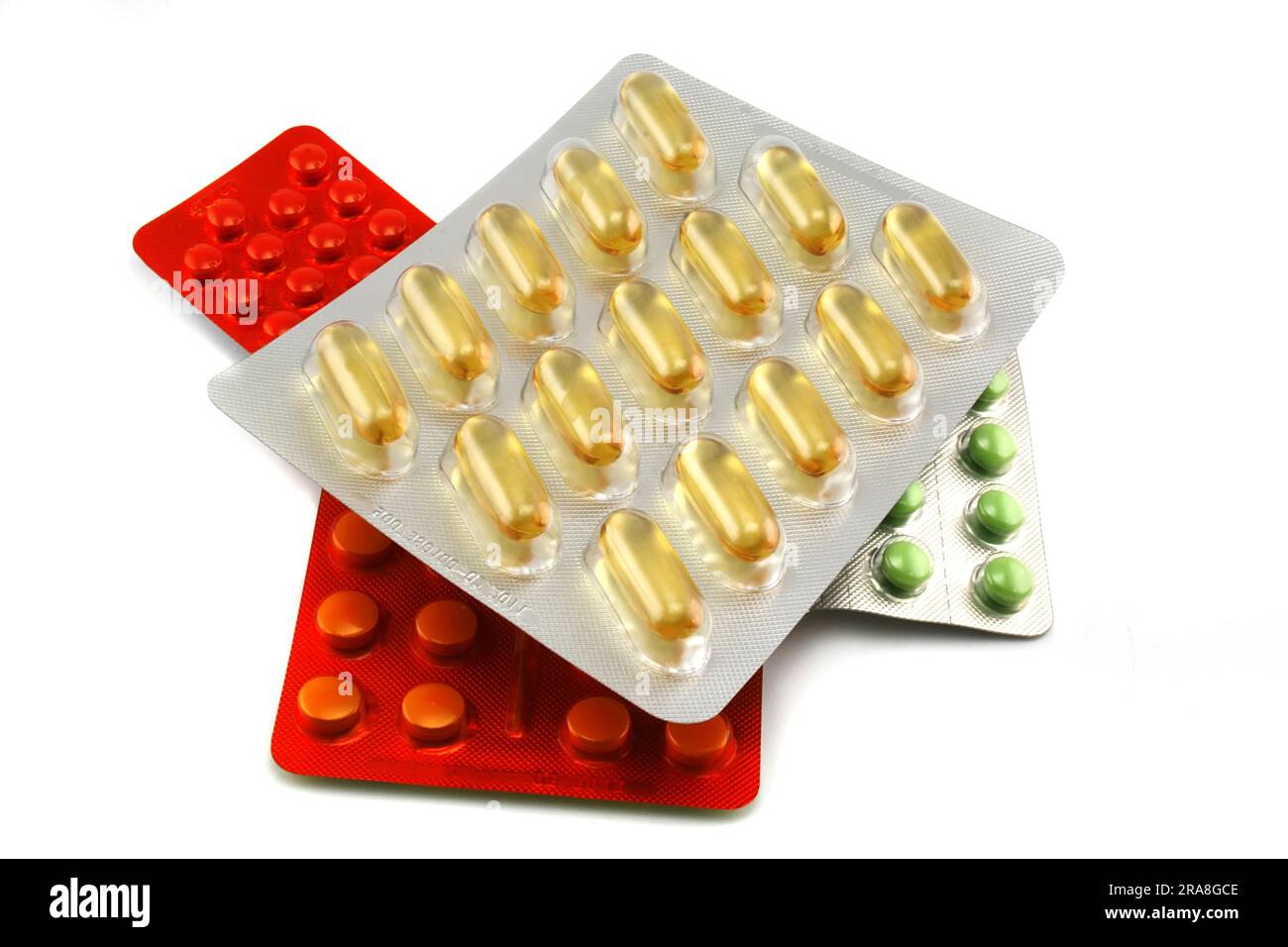 A few blister packages with a pills on a white background Stock Photo ...