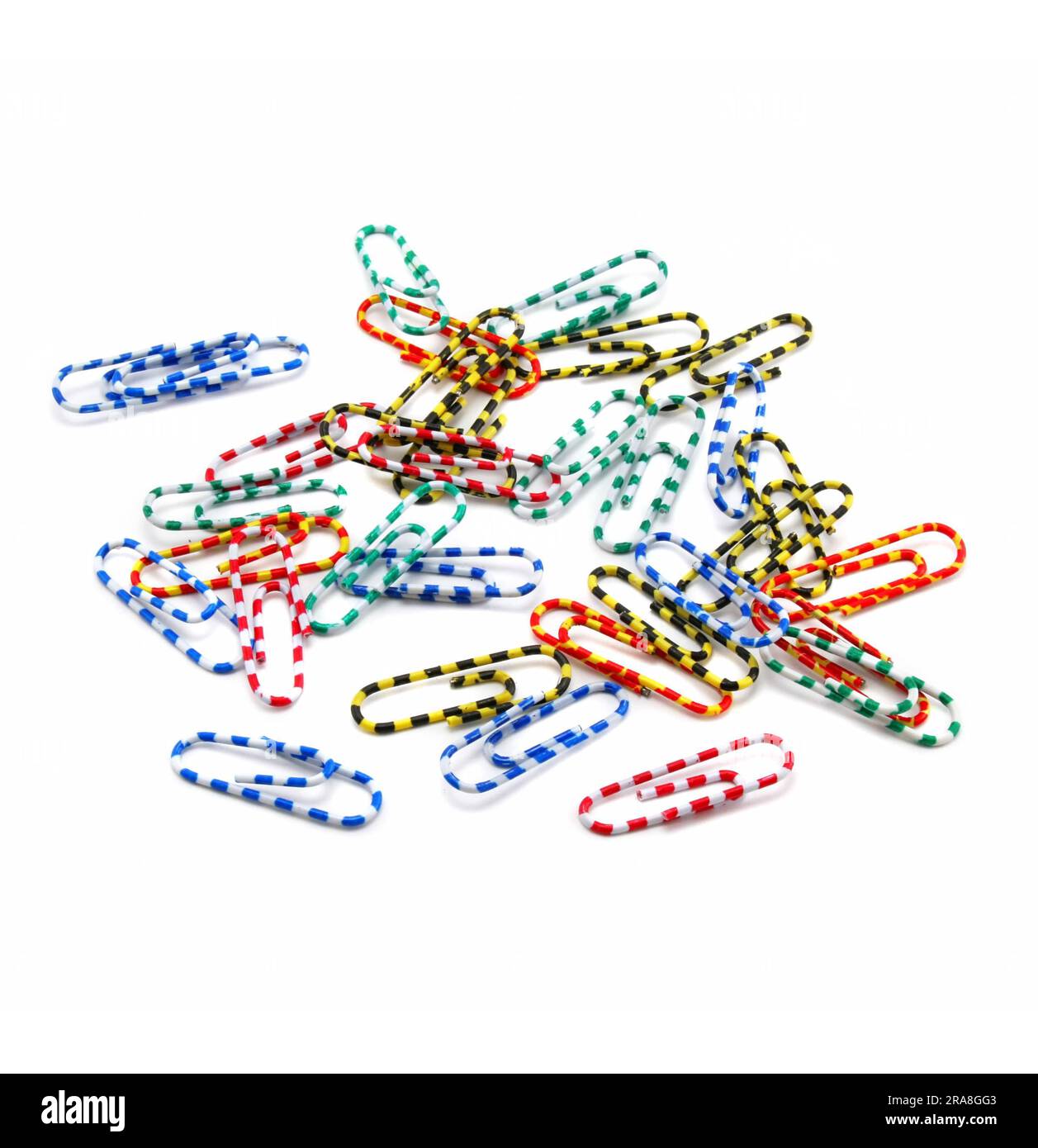 Colored paper clips isolated on a white background Stock Photo - Alamy