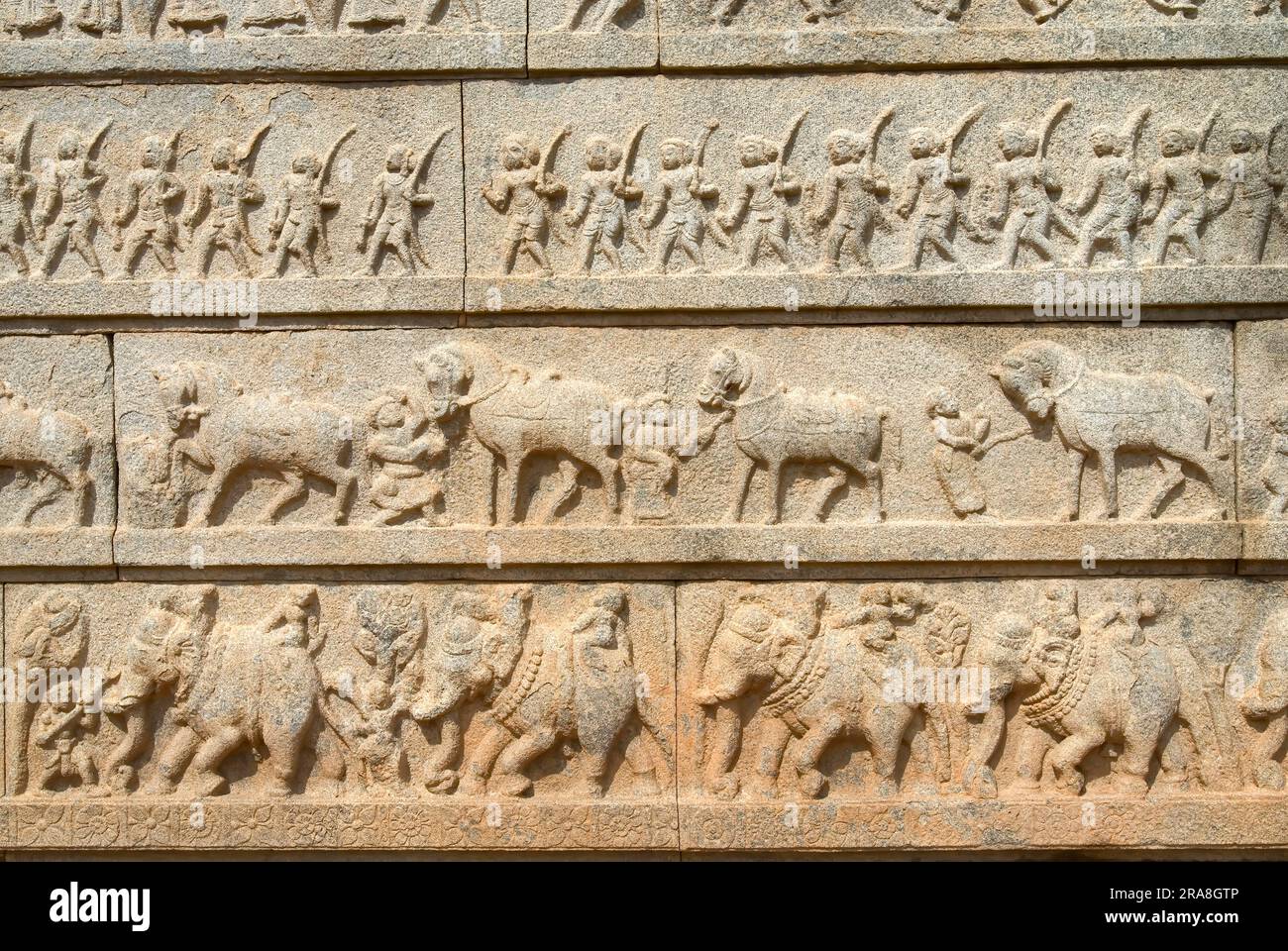Bas reliefs on the outer wall of the Ramachandra Hazara Rama temple ...
