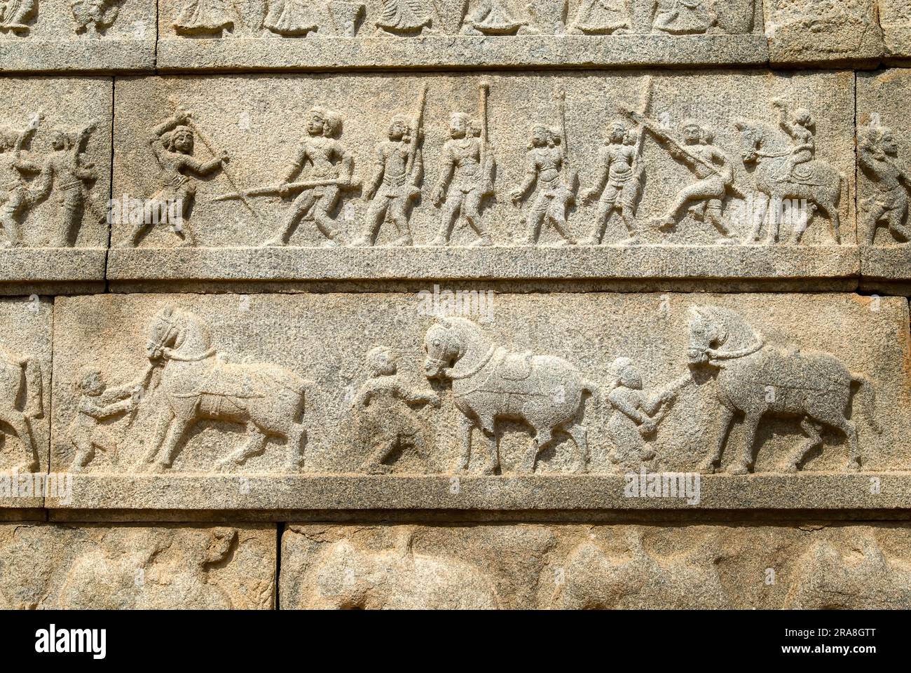 Bas reliefs on the outer wall of the Ramachandra Hazara Rama temple ...
