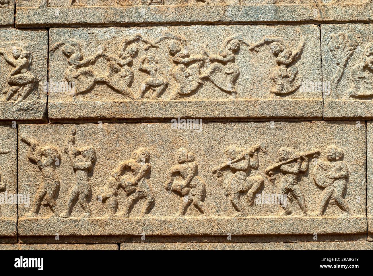 Bas reliefs on the outer wall of the Ramachandra Hazara Rama temple ...