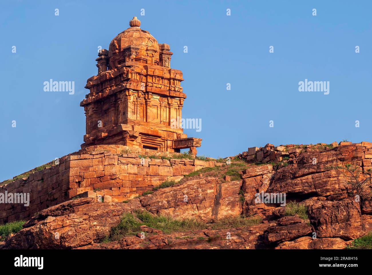 The lower Shivalaya Temple in north fort in Badami, Karnataka, South ...