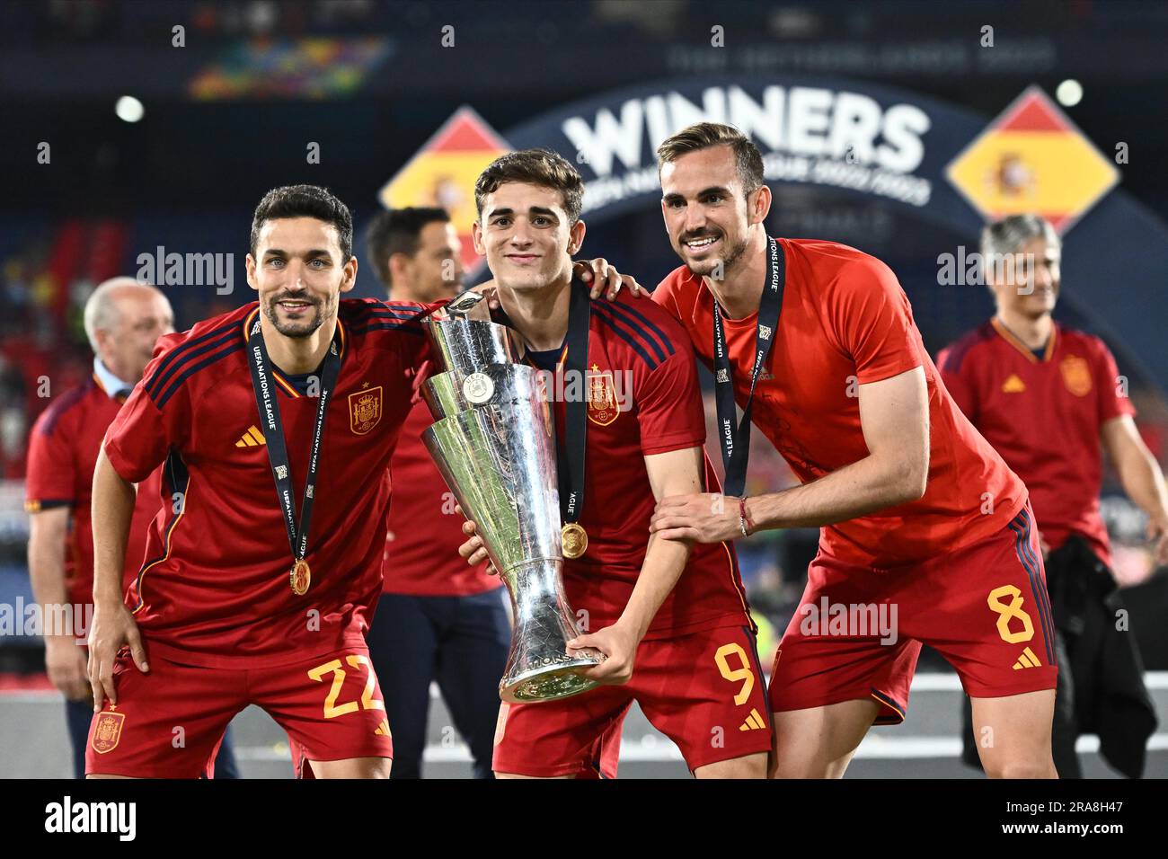 ROTTERDAM, NETHERLANDS - JUNE 18: The players of Spain Jesus Navas ...
