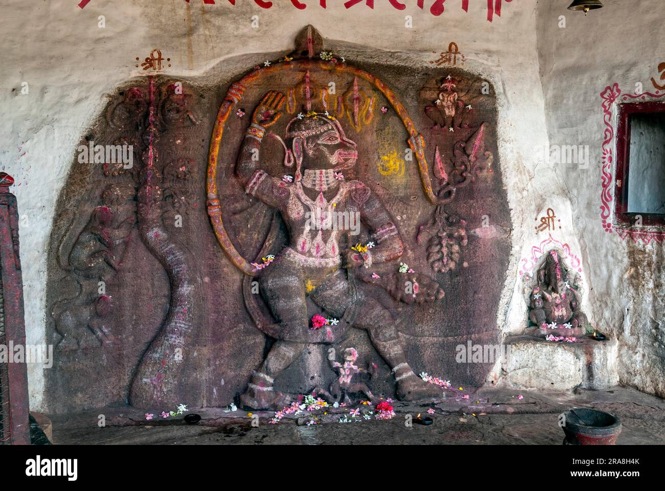 Hanuman shrine in a Cave in north fort at Badami, Karnataka, South ...