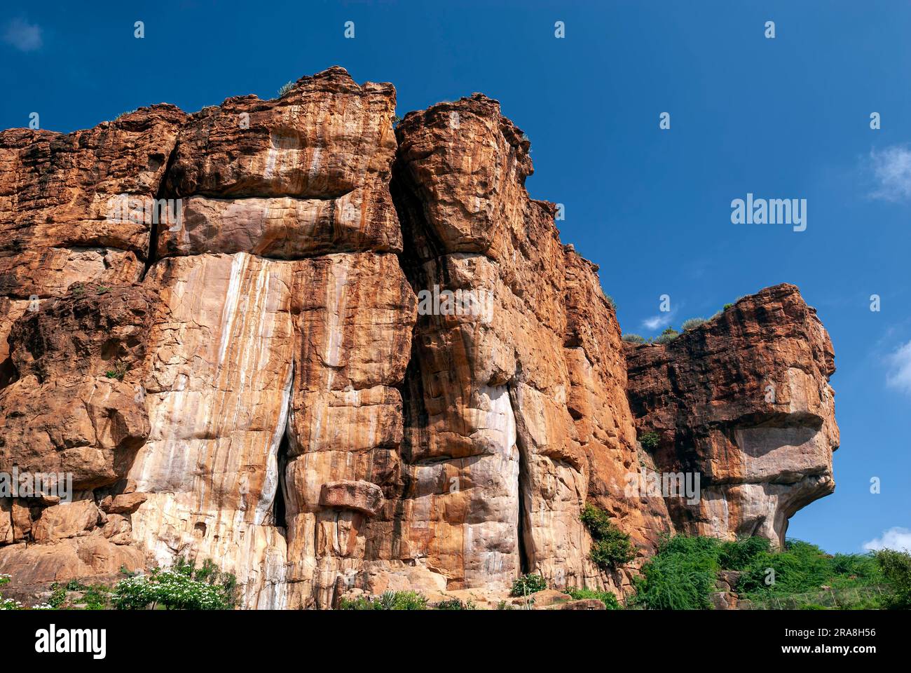 Rust red sandstone Rocks in Badami, Karnataka, South India, India, Asia ...