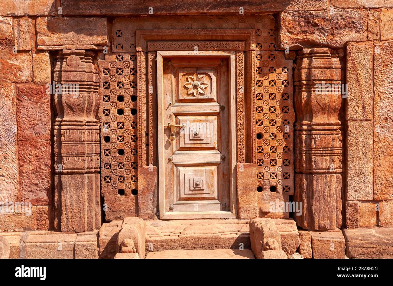 7th century Bhutanatha temple door in Badami, Karnataka, South India ...