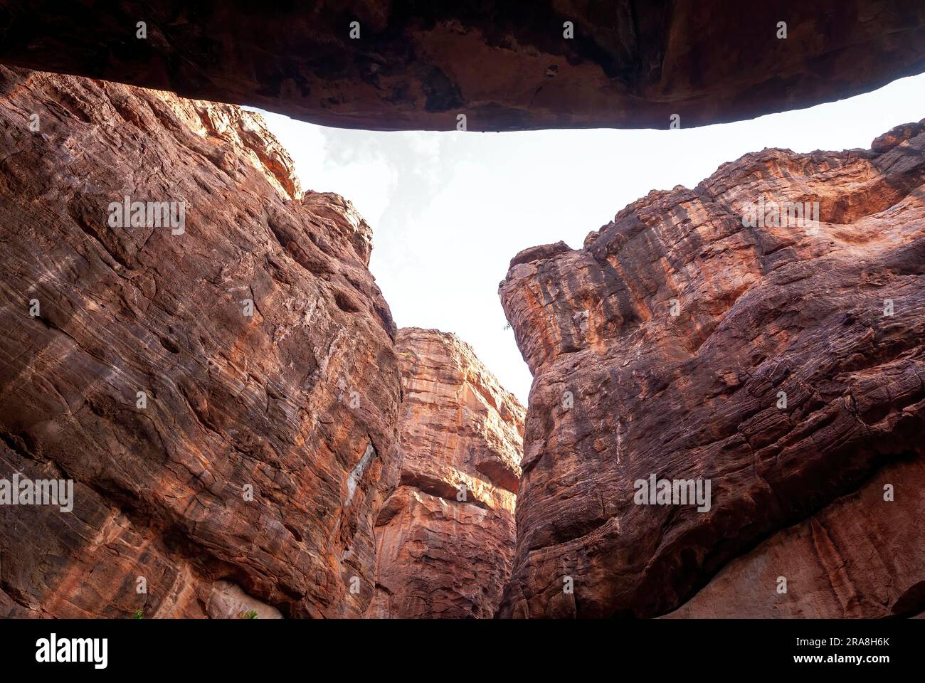 Rust red sandstone Rocks in Badami, Karnataka, South India, India, Asia ...