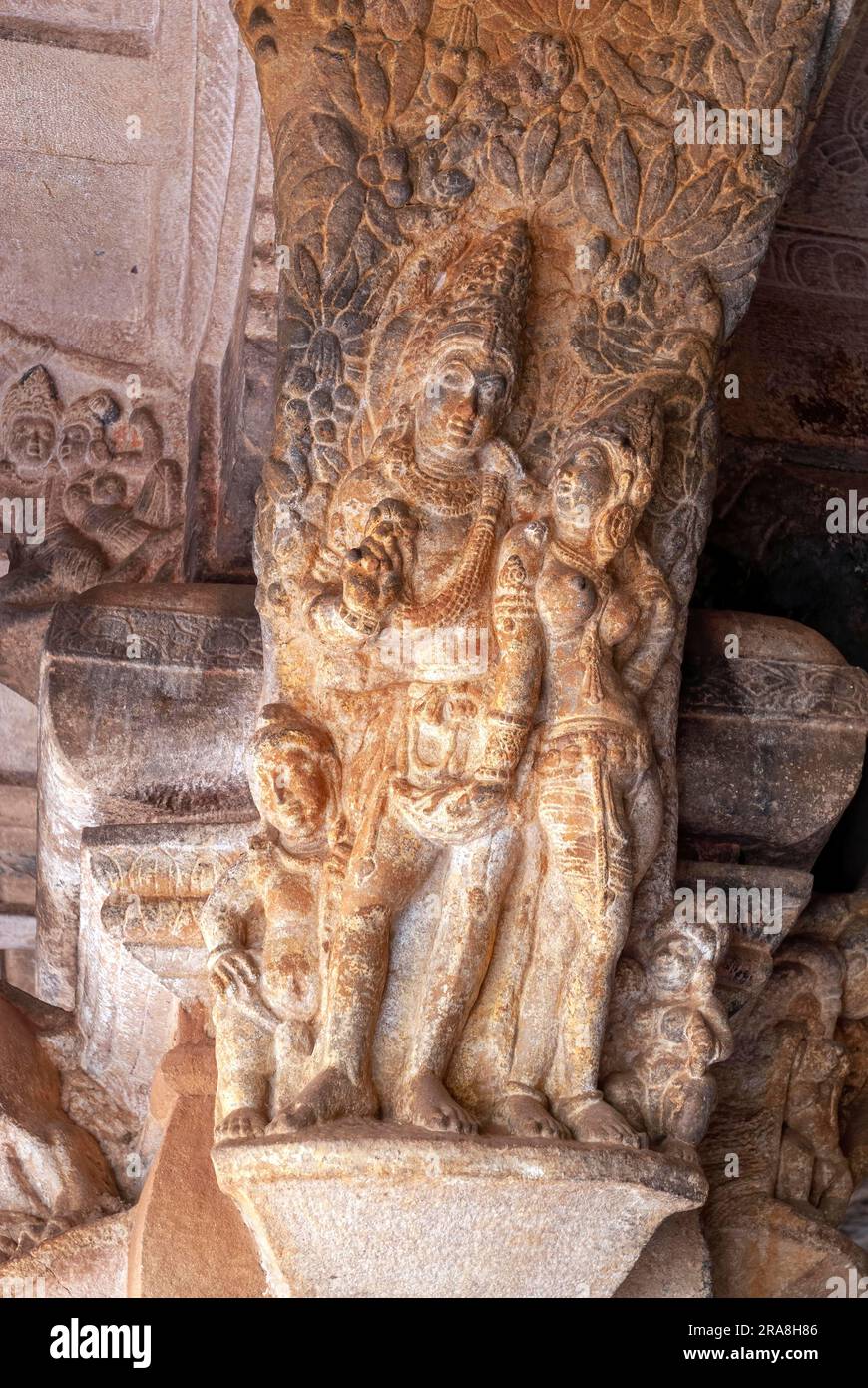 Kama and Rati Bracket figures in cave 3, Badami, Karnataka, South India ...