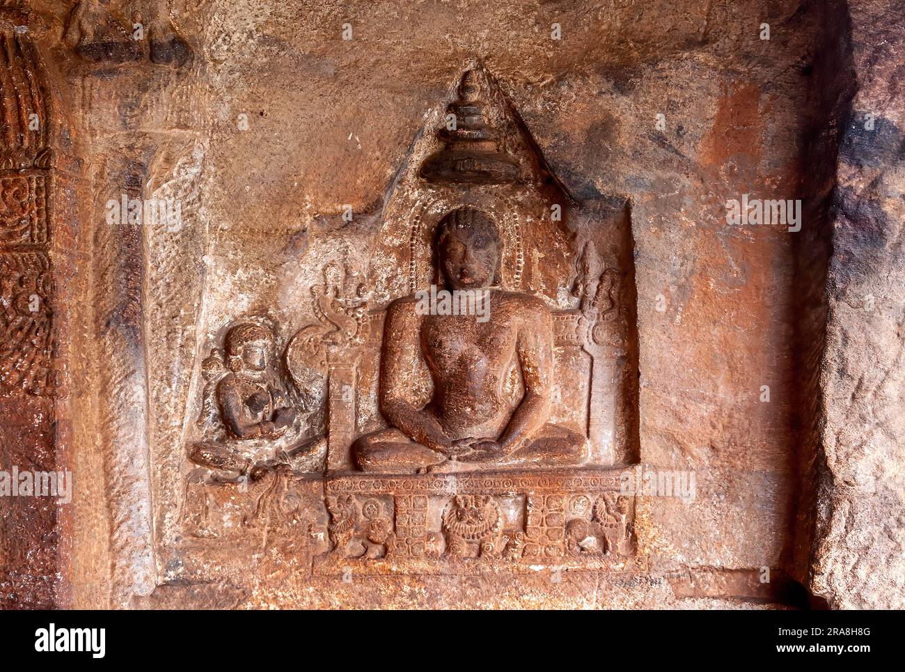 Mahavira in Cave 4, Badami Jain cave temple in Badami, Karnataka, South ...