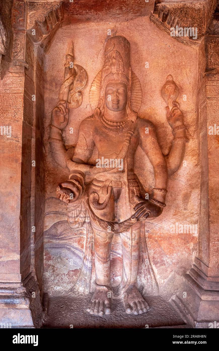 Vishnu Bas relief in Cave 3, Badami, Karnataka, South India, India ...