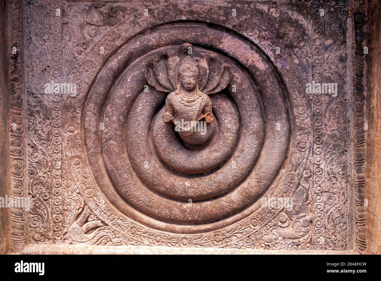 Coiled serpent, ceiling carving in cave 1, Badami, karnataka, South ...