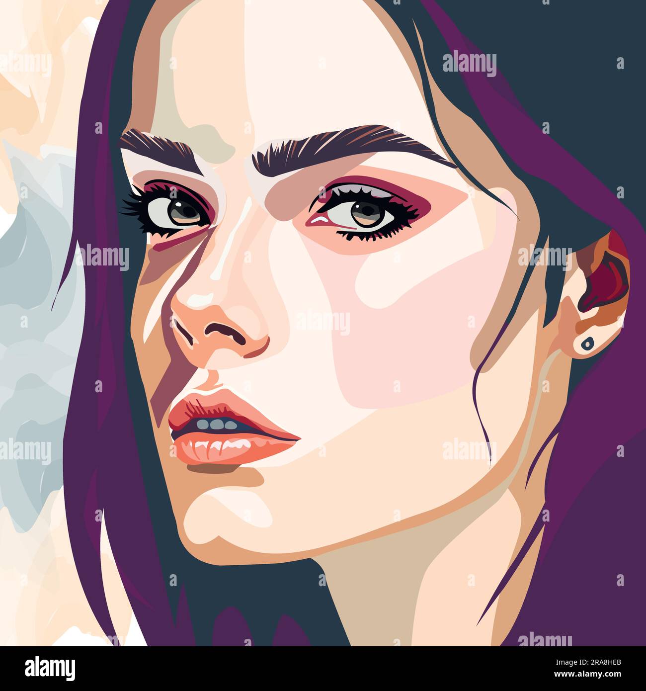 Pretty girl color face portrait. Vector illustration for design Stock ...