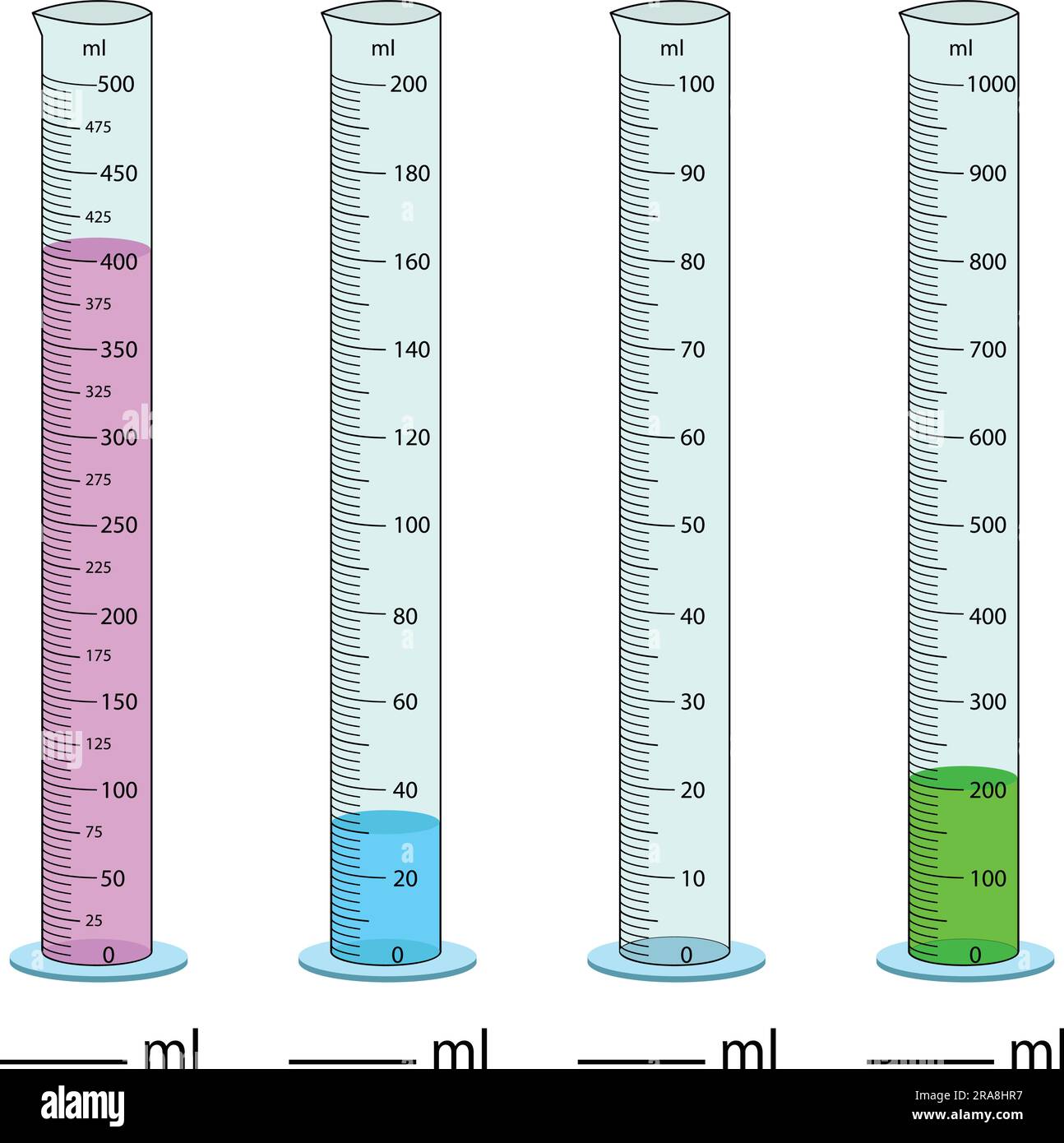 Measuring cylinder. Vector illustration. Cylinder graduated tube vector ...