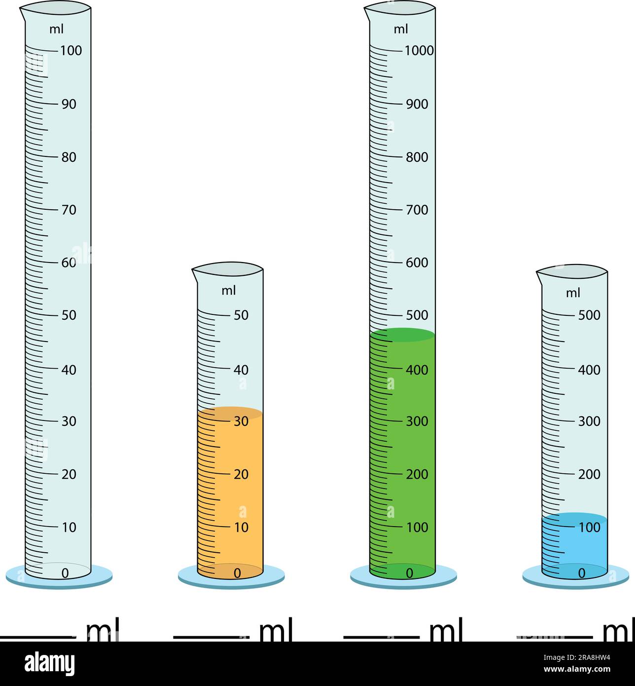 Measuring cylinder. Vector illustration. Cylinder graduated tube vector ...