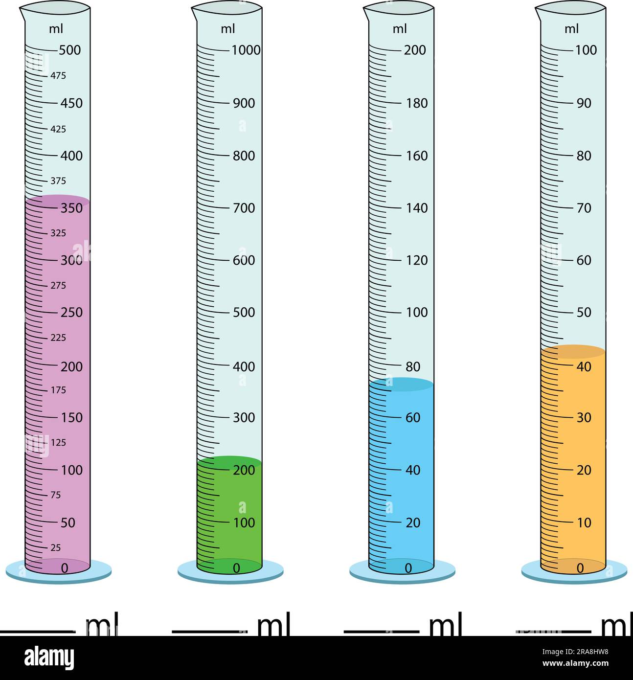 Measuring cylinder. Vector illustration. Cylinder graduated tube vector ...