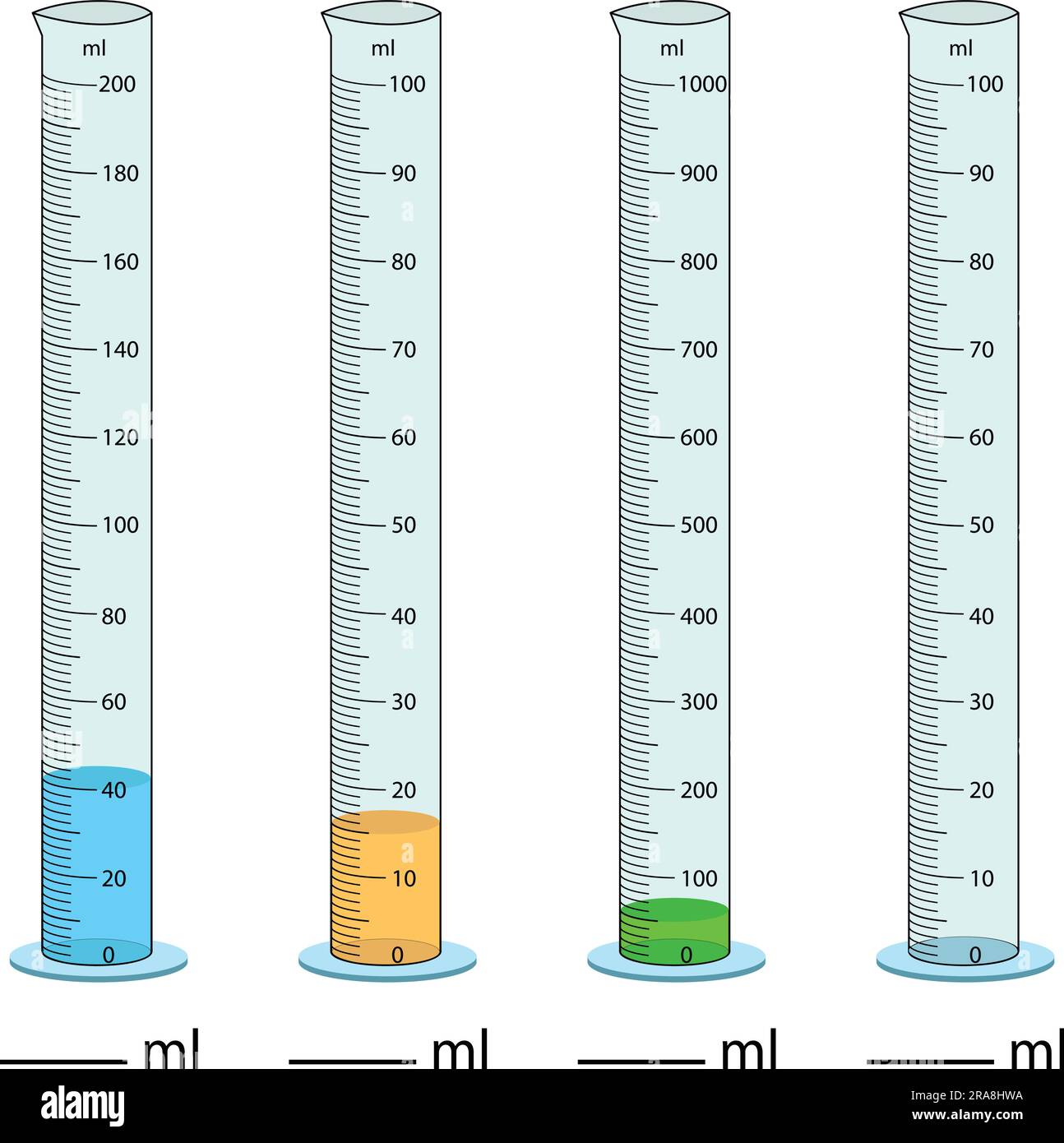Measuring cylinder. Vector illustration. Cylinder graduated tube vector ...