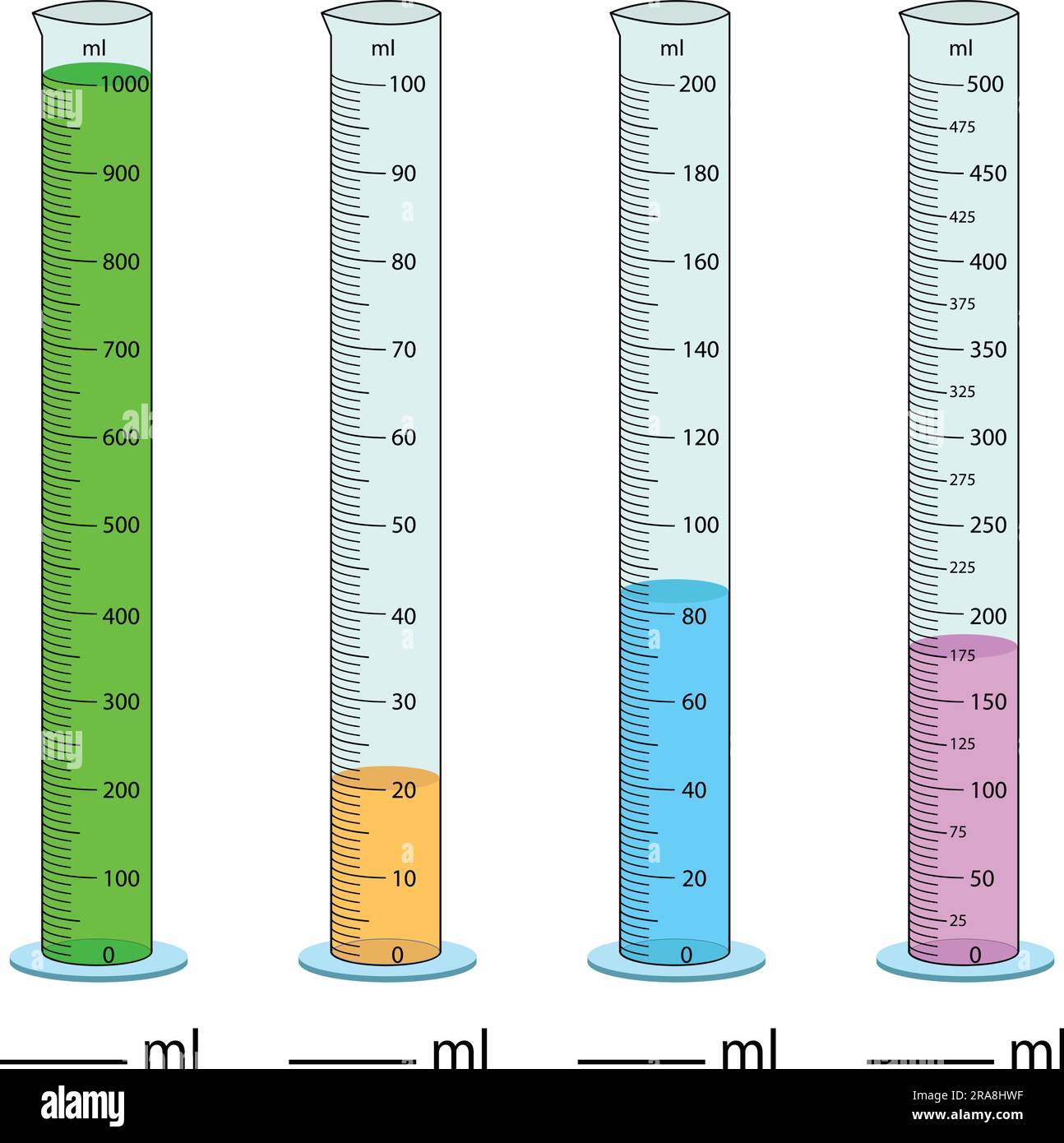 Measuring cylinder. Vector illustration. Cylinder graduated tube vector ...