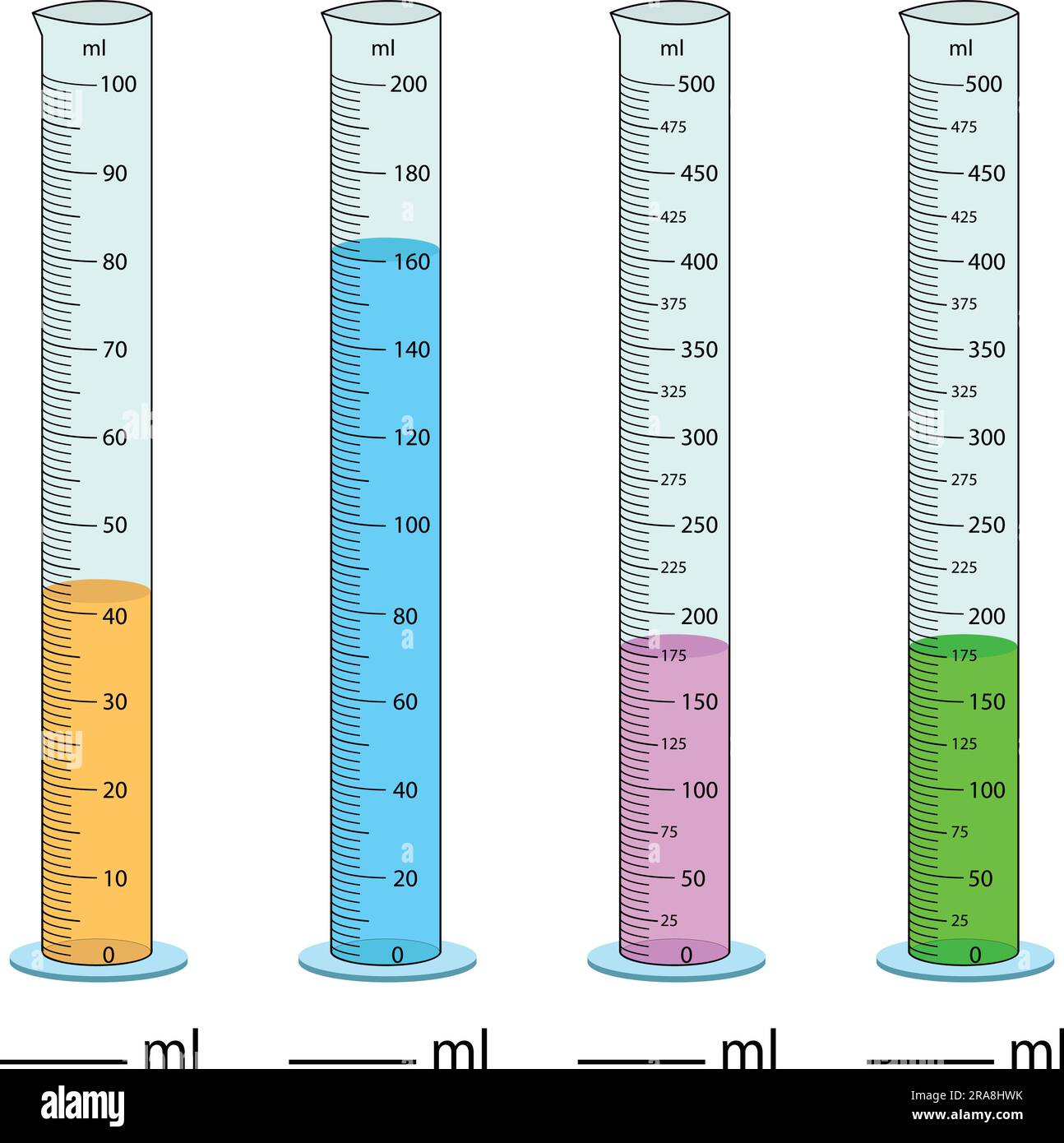 Measuring cylinder. Vector illustration. Cylinder graduated tube vector ...