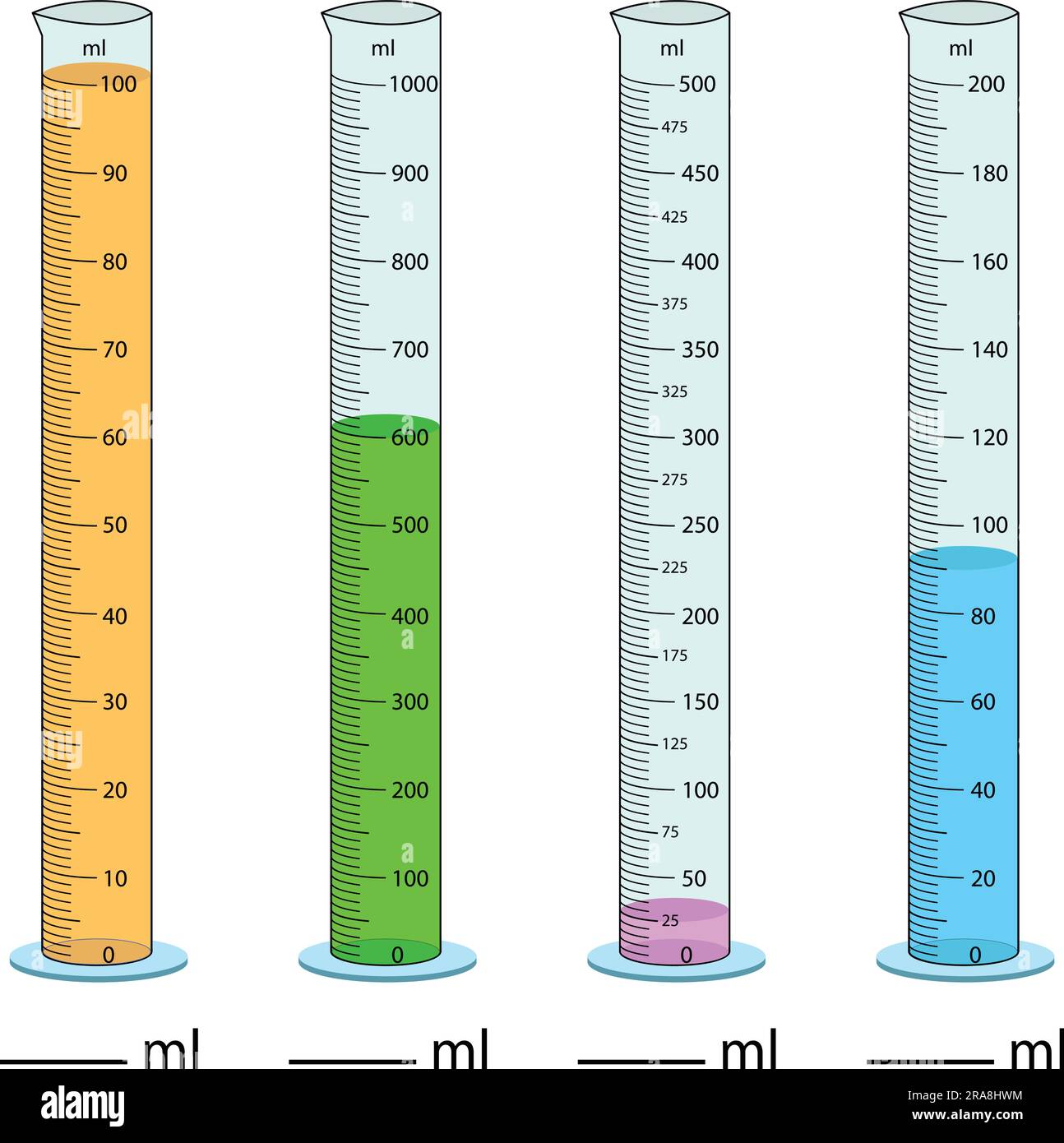 Measuring cylinder. Vector illustration. Cylinder graduated tube vector ...