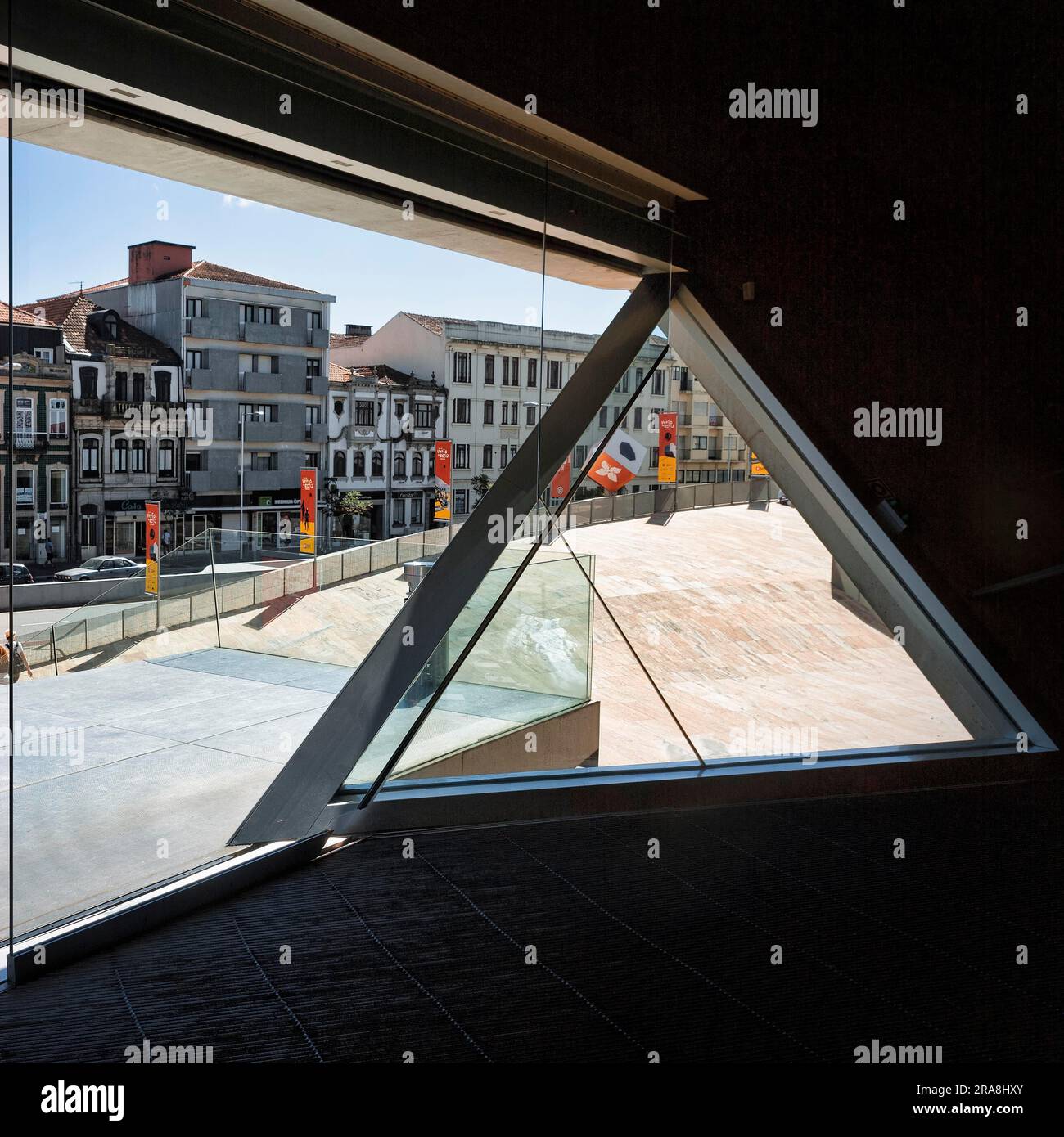 Triangular window in the Casa da Musica concert hall, Casa da Musica, architect Rem Koolhaas and ...