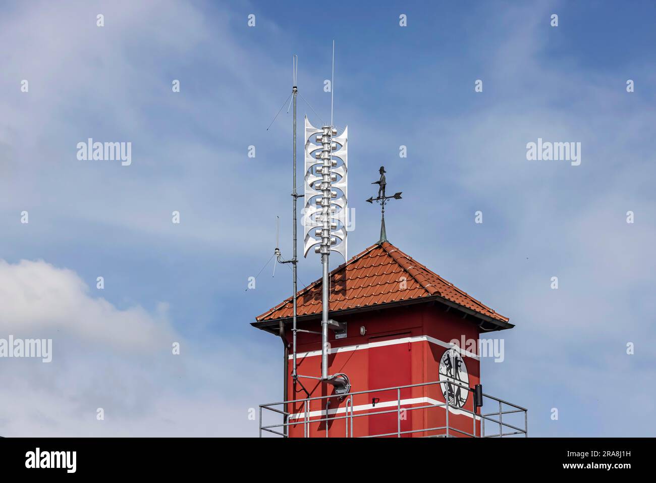 Electronic siren, digital warning system on the roof of the Muensingen ...