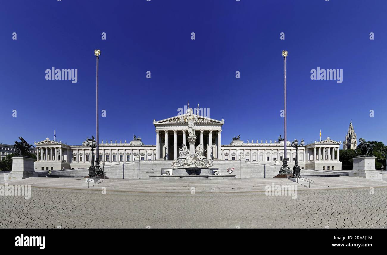 Parliament building on the Ringstrasse, exterior view, sight, Vienna ...