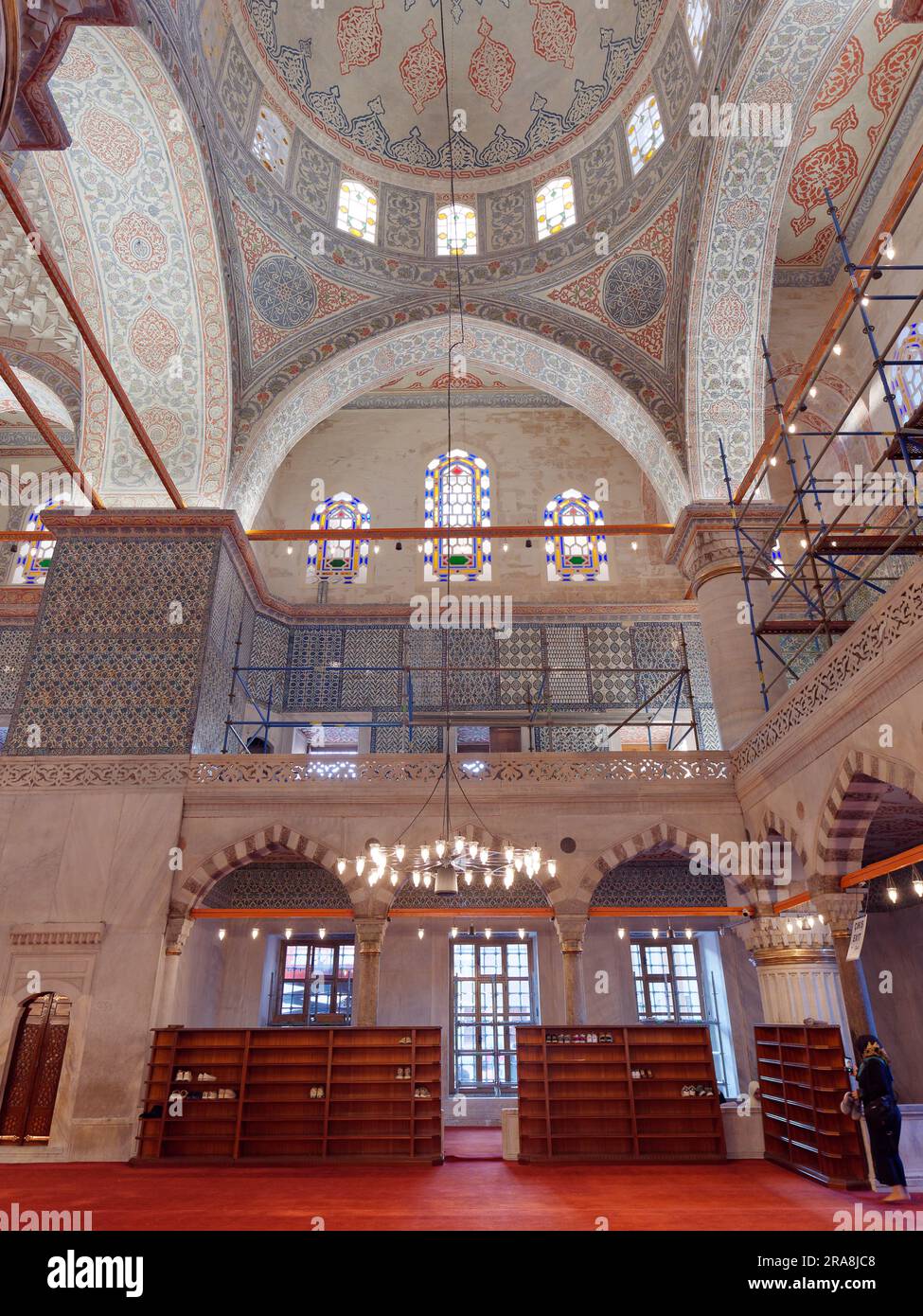 Sultan Ahmed aka Blue Mosque interior including shoe racks, Sultanahmet ...