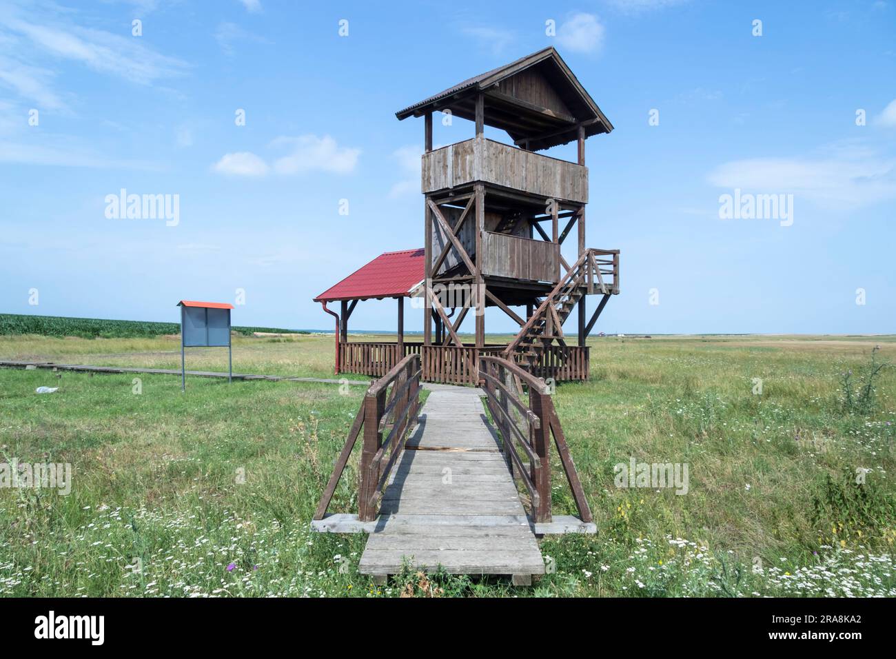 High wooden bird watching tower. Serbia, Elemir Stock Photo - Alamy