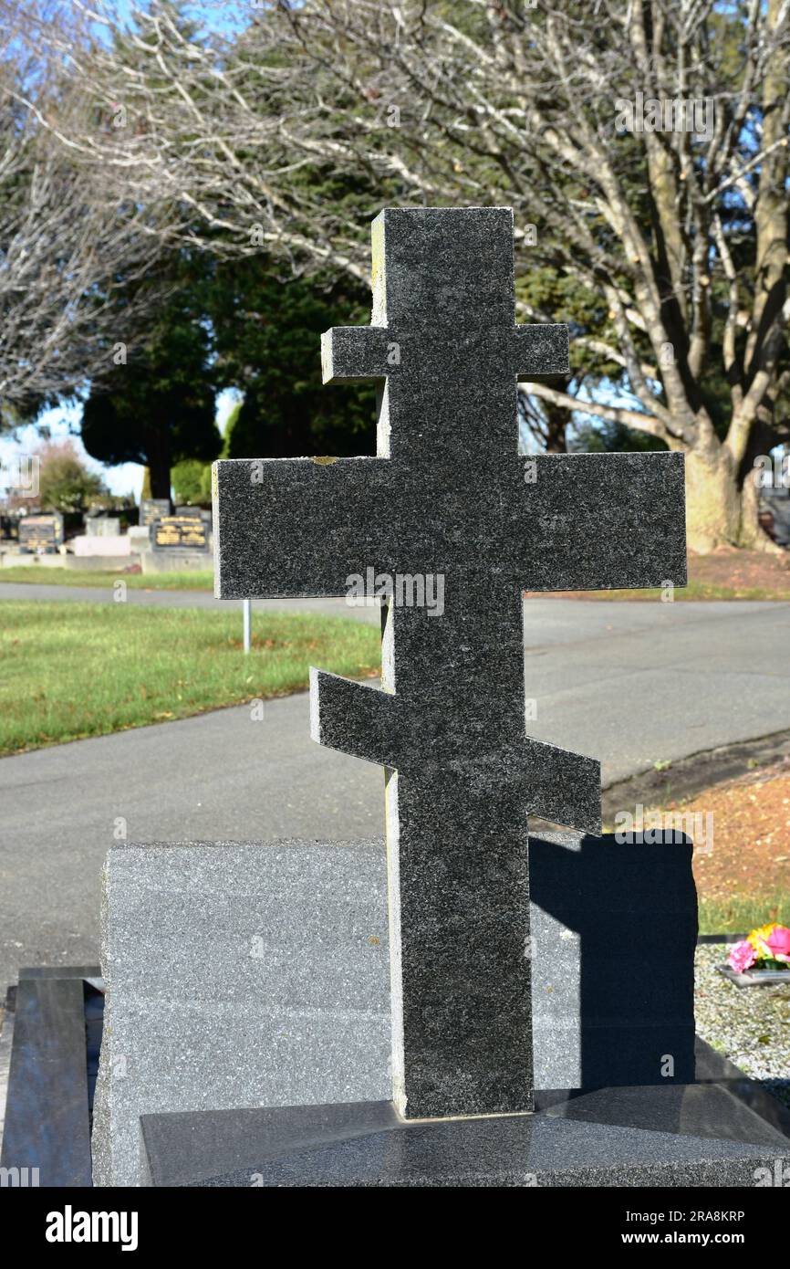 Marble cross tombstone Stock Photo - Alamy