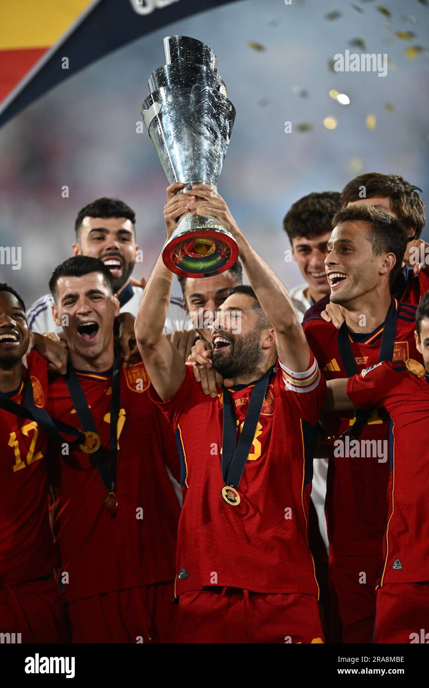 ROTTERDAM, NETHERLANDS - JUNE 18: The players of Spain David Raya, Unai ...