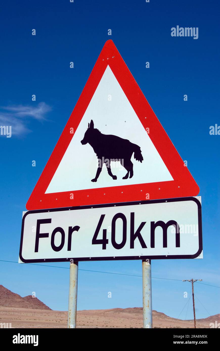 Road sign 'Attention hyenas', Namibia Stock Photo - Alamy