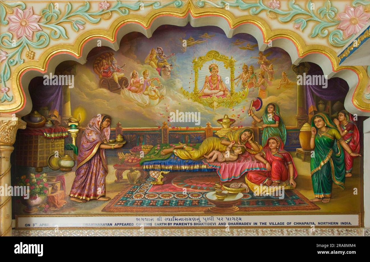 Mural, Shri Swaminarayan Mandir, Hindu Temple, Mombasa, Kenya Stock ...
