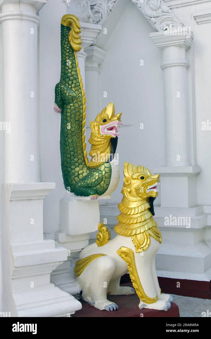 Dragon Statue, Shwedagon Pagoda, Yangon, Burma, Myanmar, Yangon Stock ...