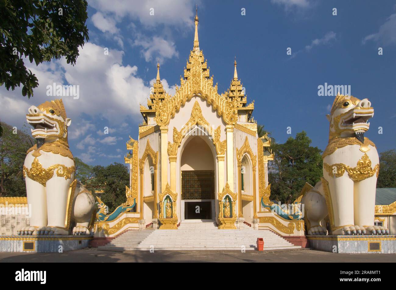 Golden Dragons, West Entrance, Shwedagon Pagoda, Yangon, Burma, Myanmar ...