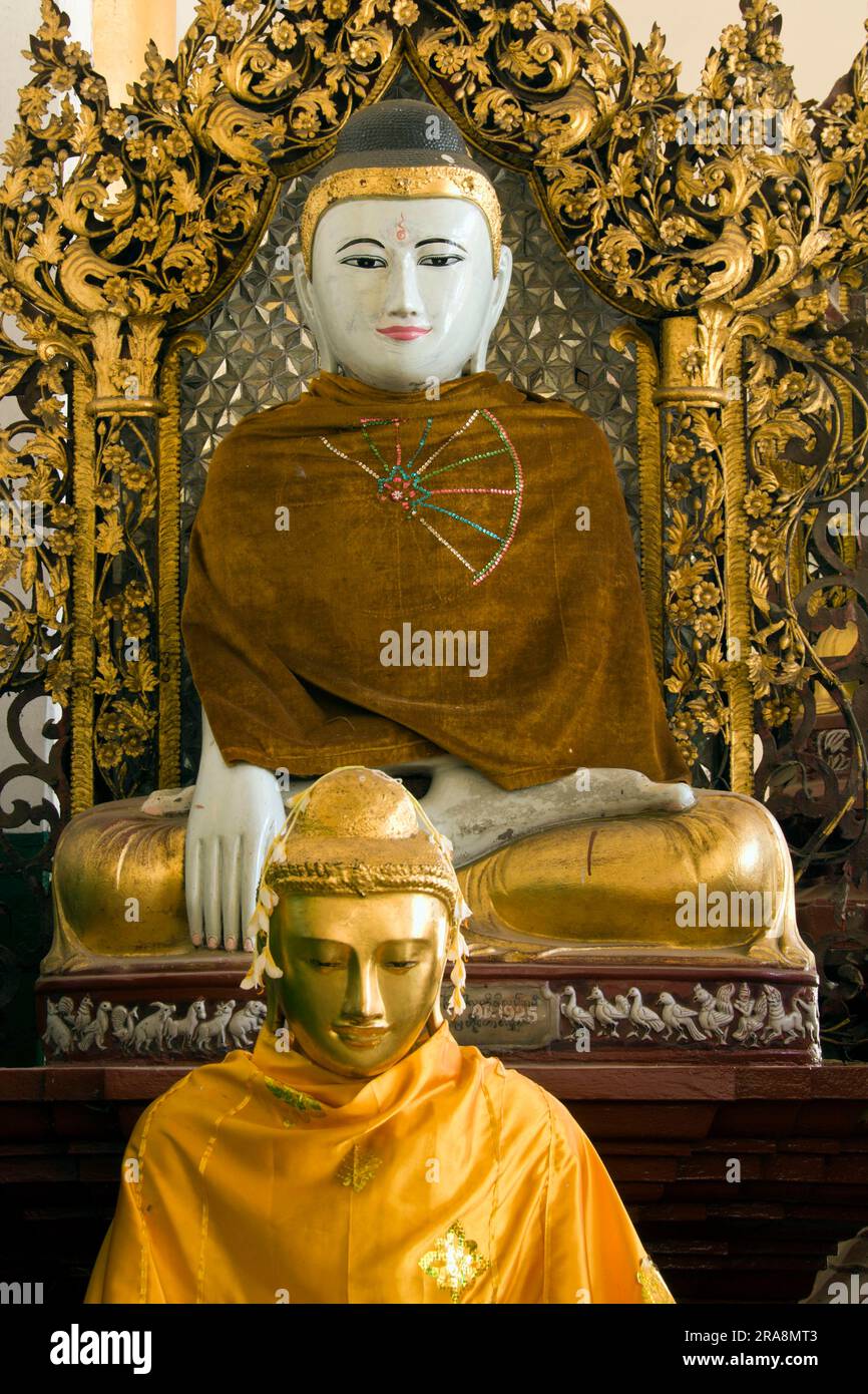 Buddha statue in the Assembly Hall, Shwedagon Pagoda, Yangon, Burma ...