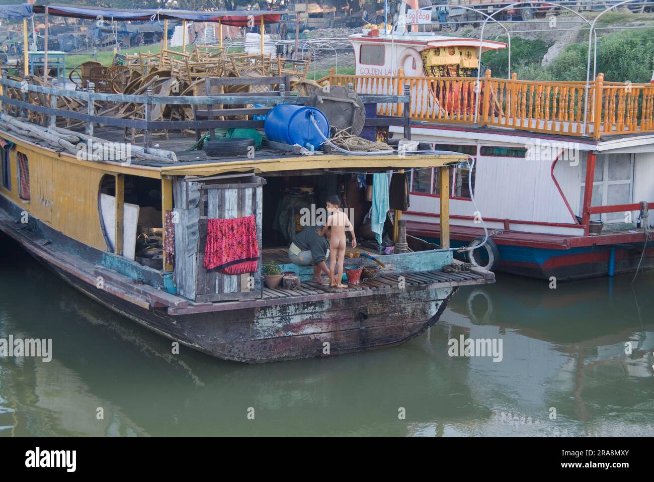 Boats on the Irrawaddy, Mandalay, Burma, Ayeyarwady, Myanmar Stock ...