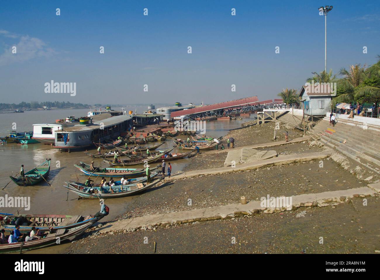 Boats on the river Yangon, Burma, Myanmar, Yangon Stock Photo - Alamy