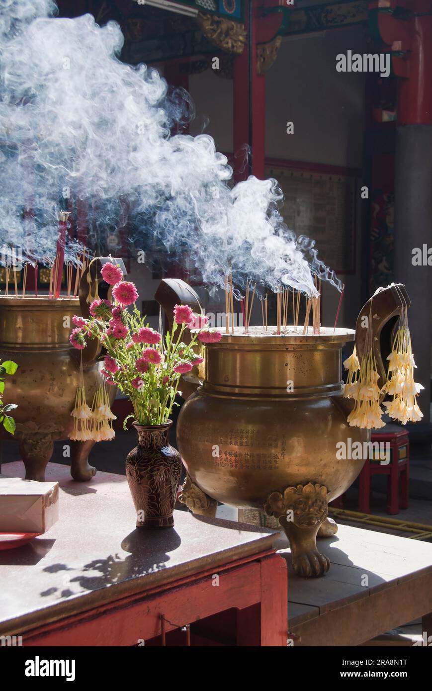 Incense burner, Taoist temple, Yangon, Burma, Myanmar, Rangoon Stock Photo - Alamy