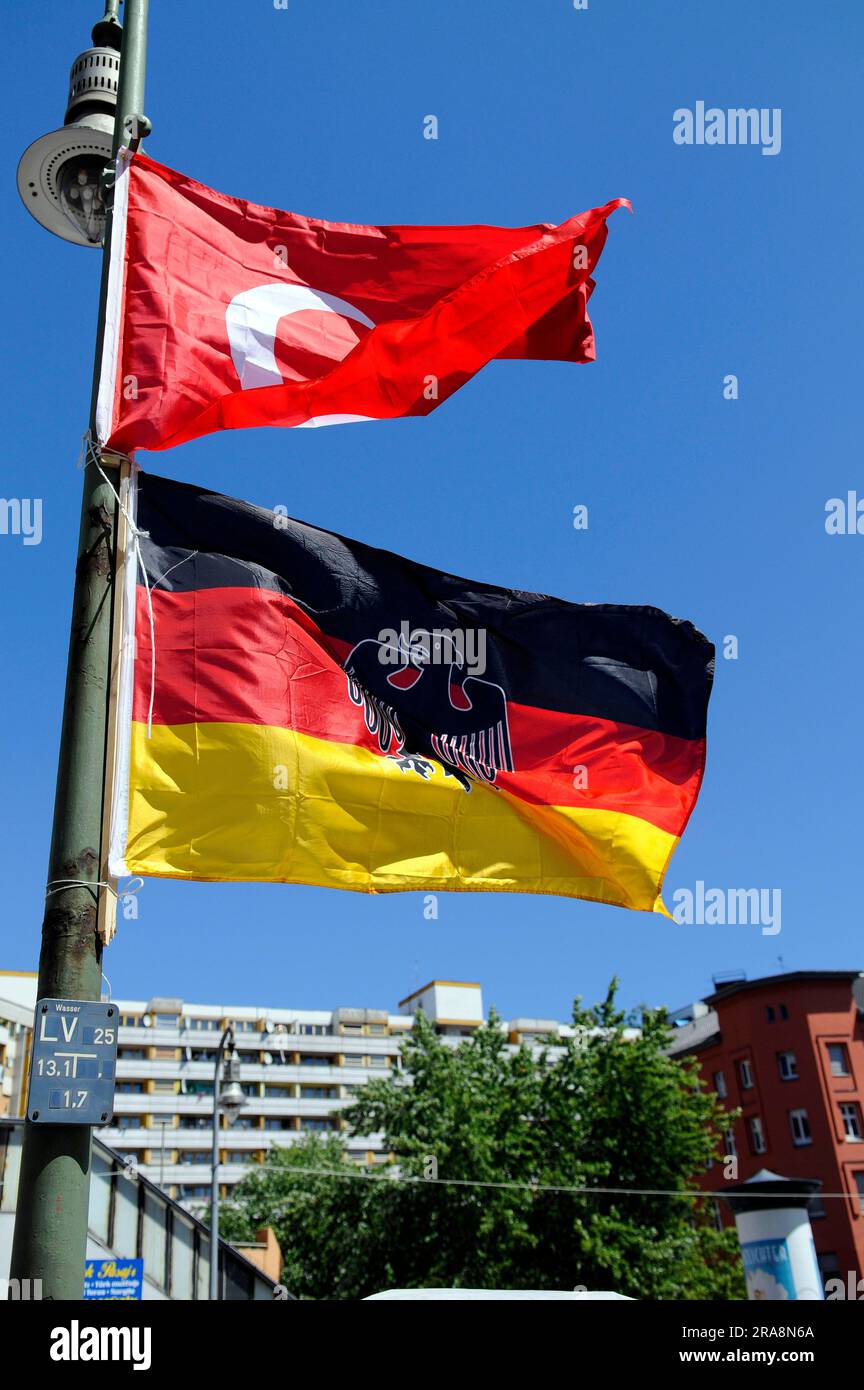 German and Turkish flags, Berlin-Kreuzberg, Germany Stock Photo - Alamy