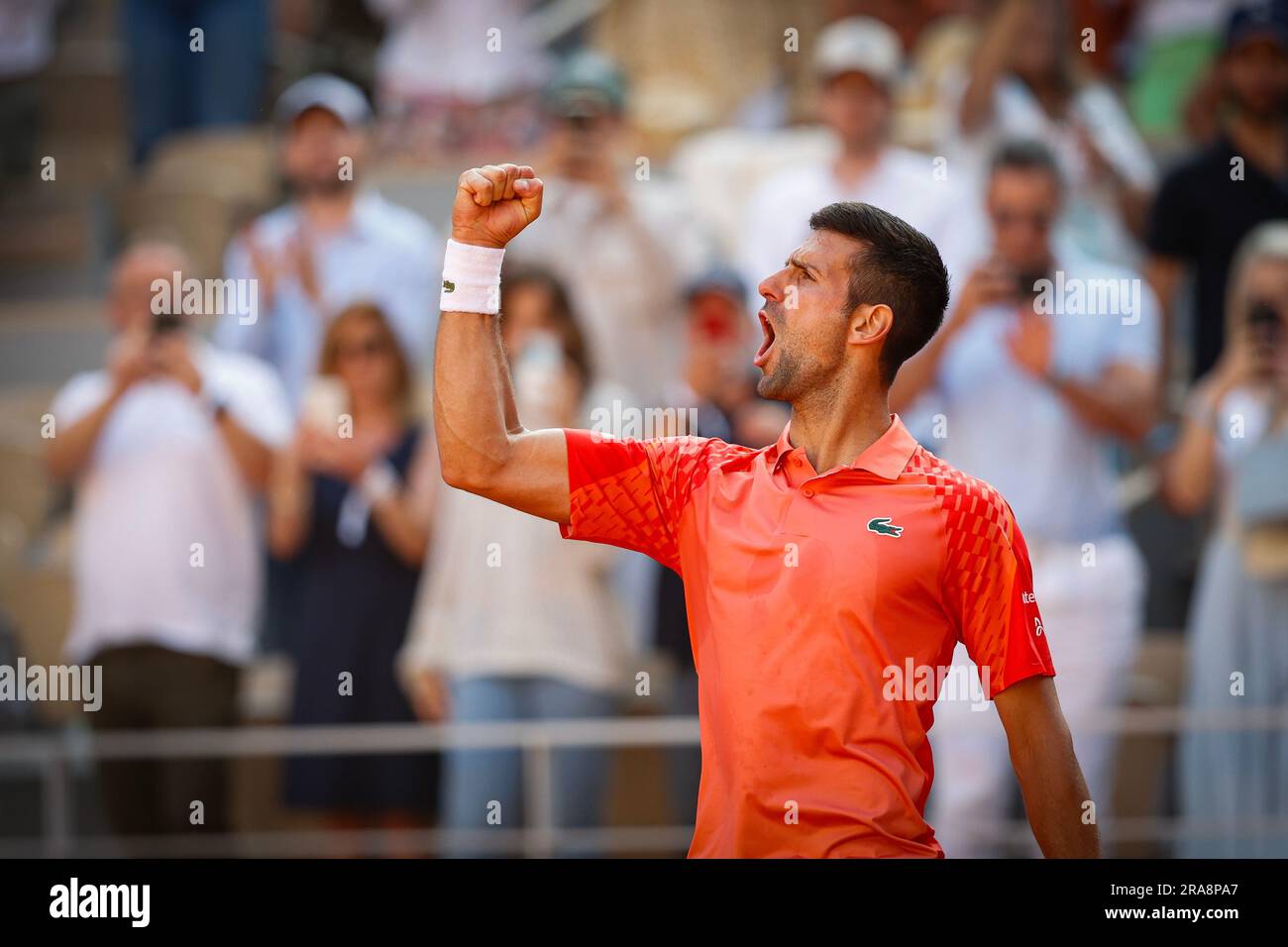 Serbian Tennis Player Novak Djokovic Celebrates During French Open 2023