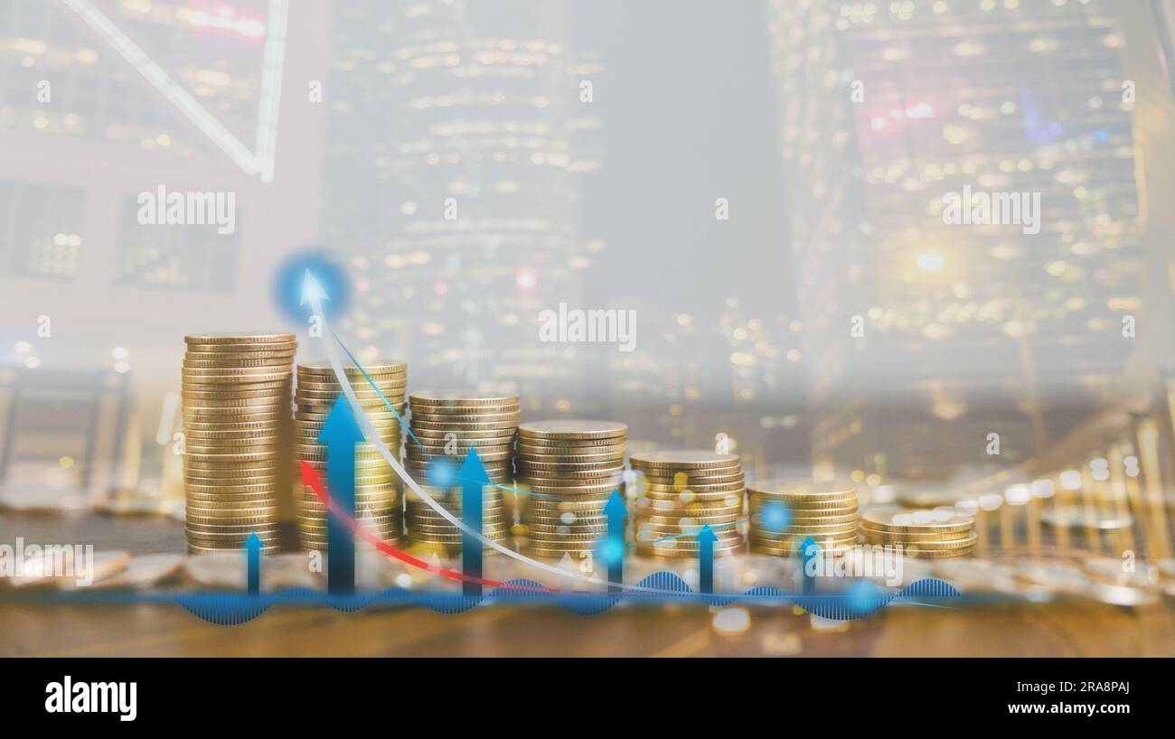 Banking Finance Investment Business Concept. Double exposure image of ...