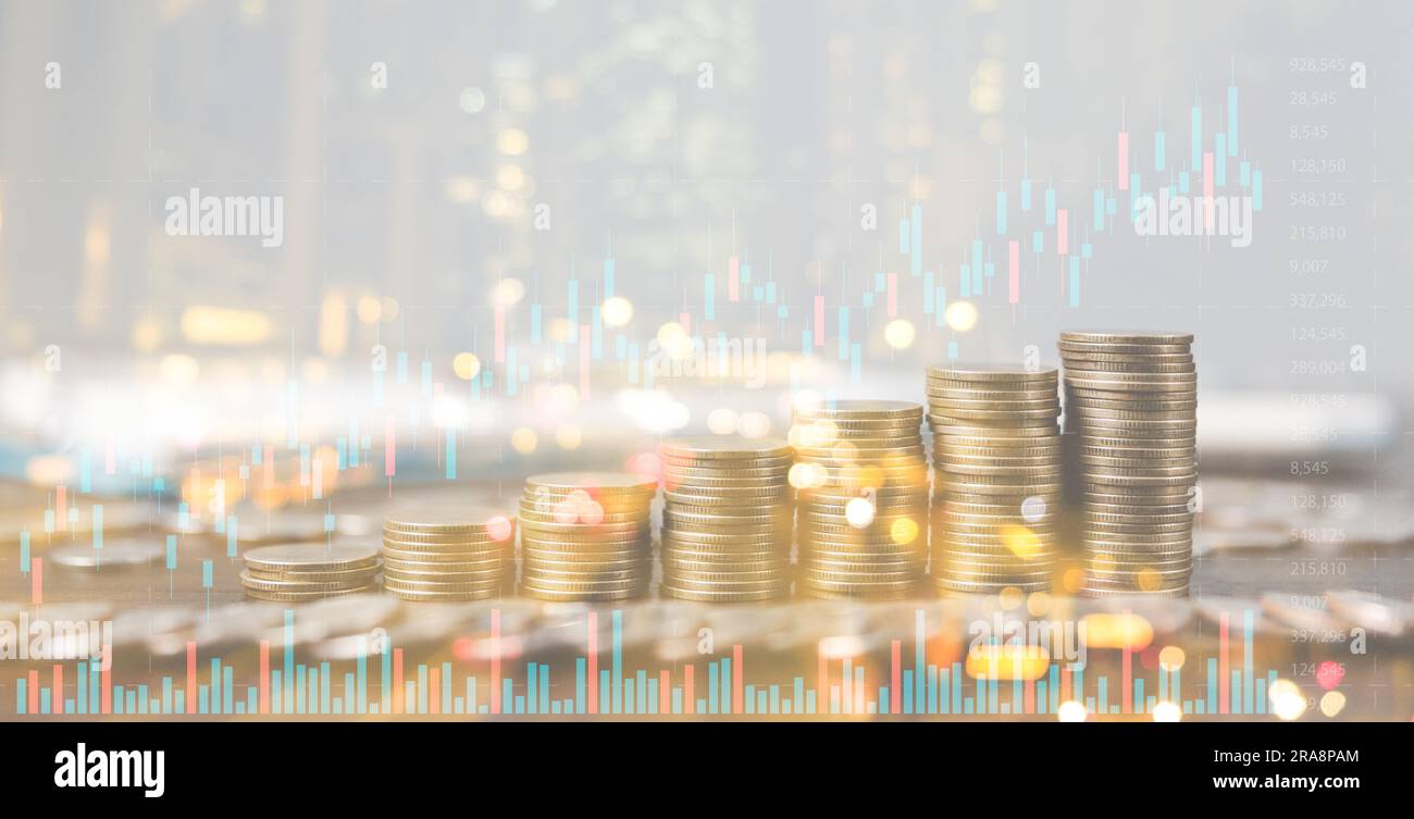 Banking Finance Investment Business Concept. Double exposure image of ...