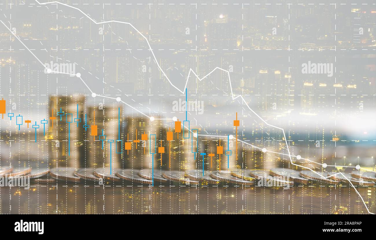 Banking Finance Investment Business Concept. Double exposure image of ...