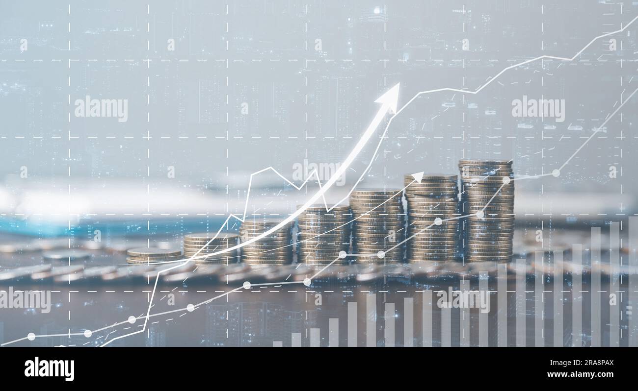 Banking Finance Investment Business Concept. Double exposure image of ...