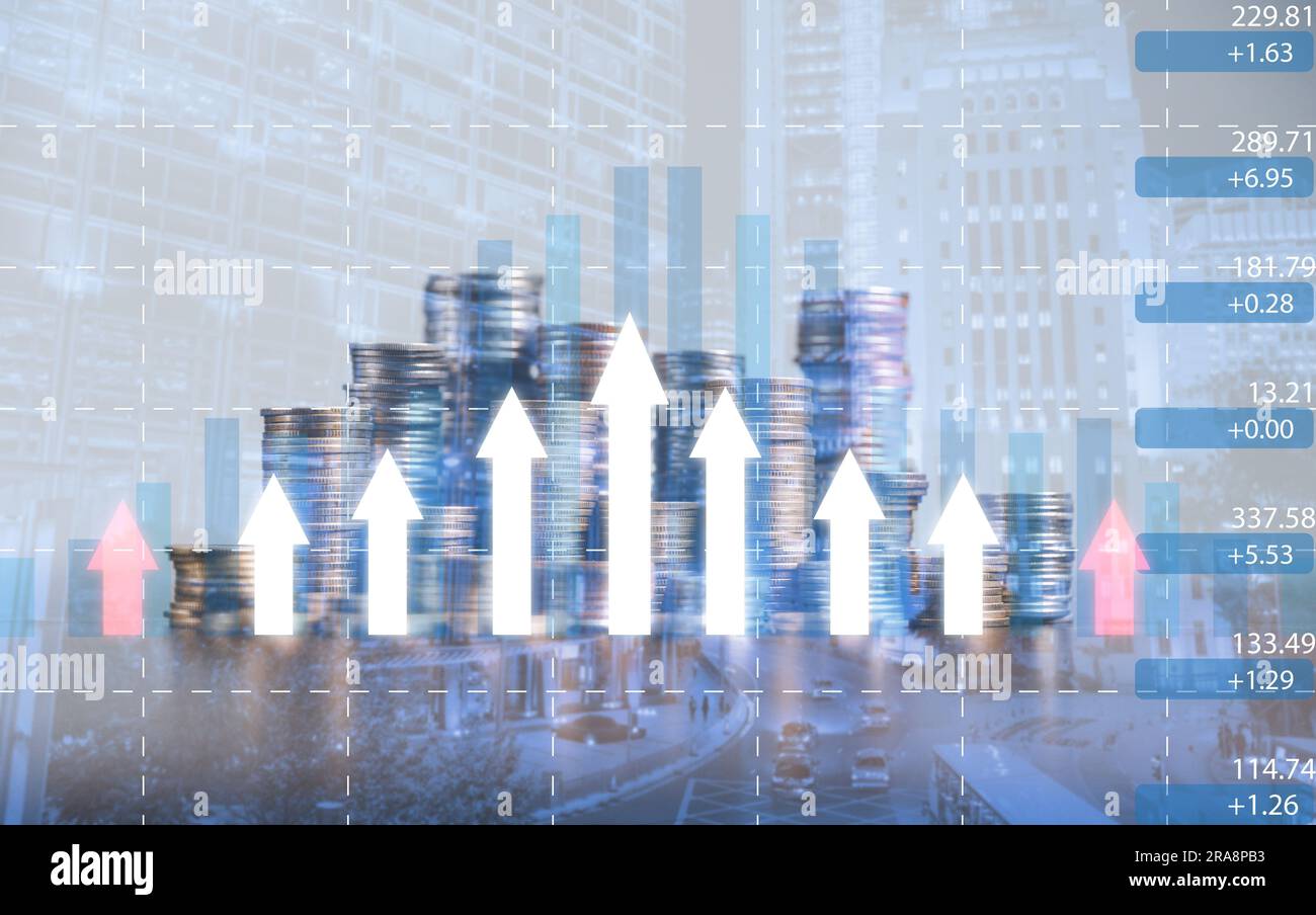 Banking Finance Investment Business Concept. Double exposure image of ...