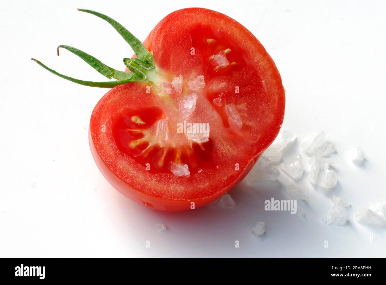 Tomatoeshalf Solanum Lycopersicum With Sea Salt Tomato Salt Coarse