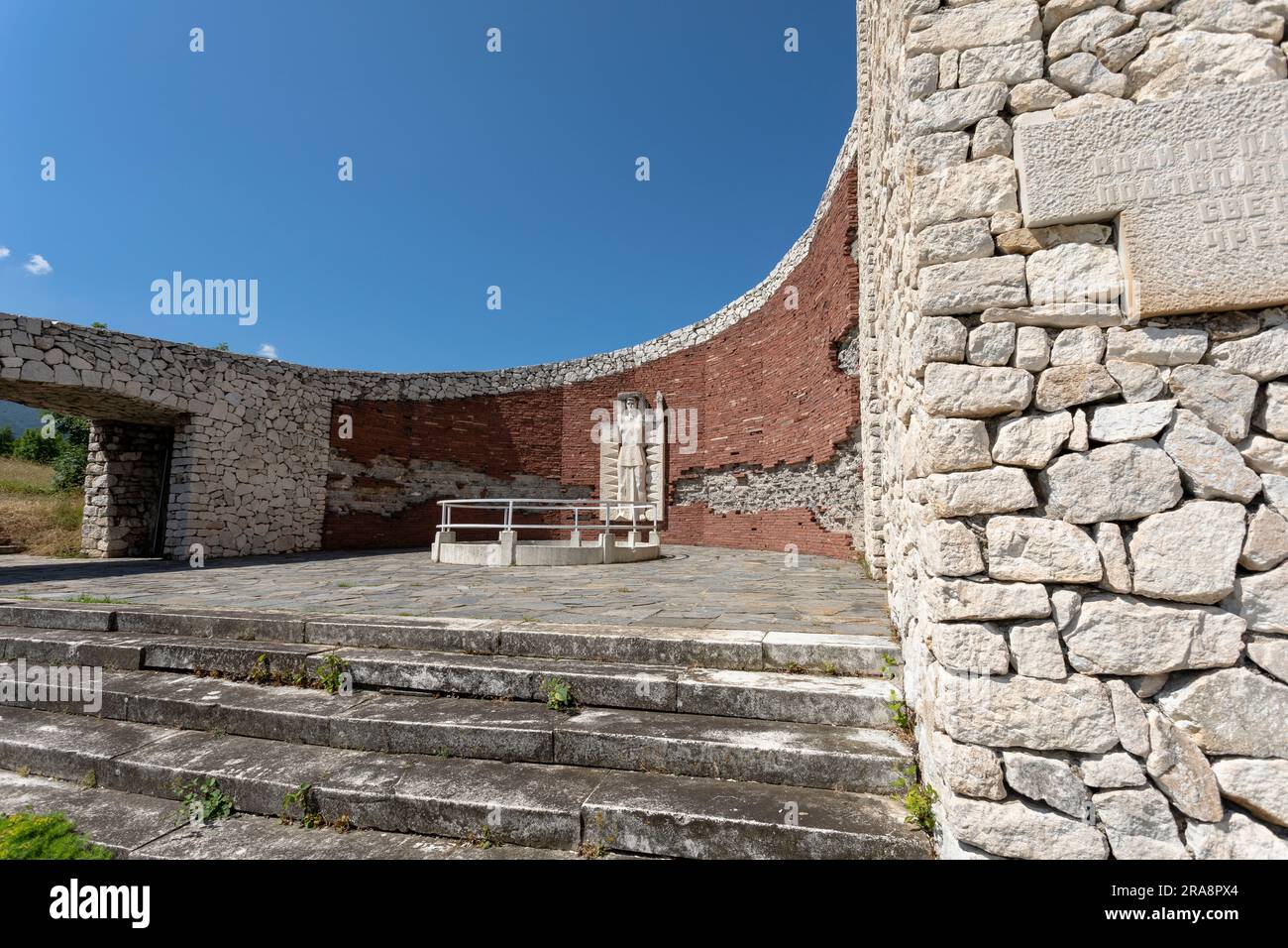 Perushtitsa, Bulgaria - 01 July 2023: The monument of the three ...